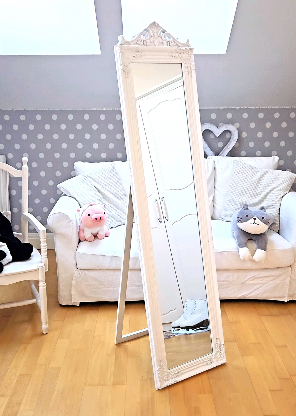 Lustro stojące w białej ramie 175x43cm Biały | Lustra \ Lustra ...